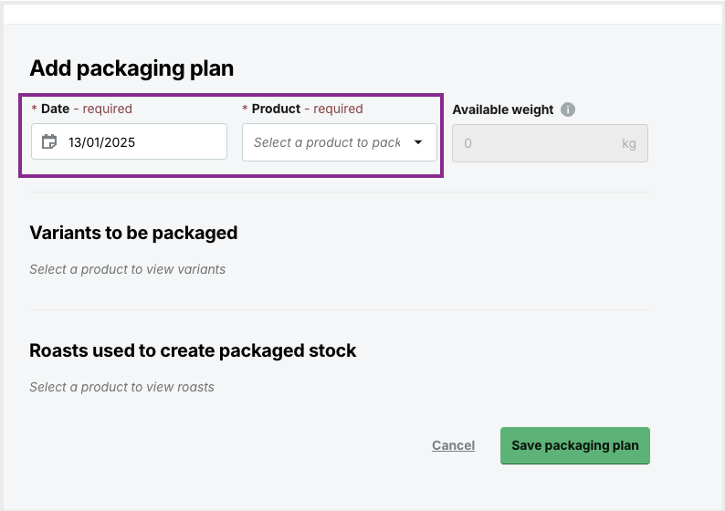 Creating Stock using Packaging Plans and Execution